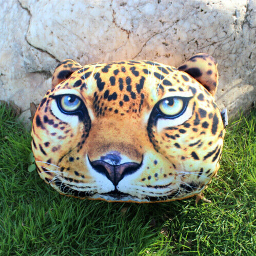 3D мультяшная подушка-головка с леопардом, 30x25 см