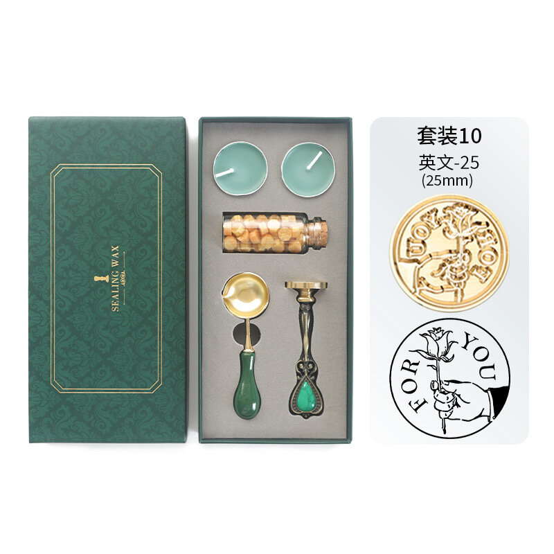 Набор для восковой печати, набор восковых бусин, одноголовочный набор для восковой печати в темно-зеленом цвете