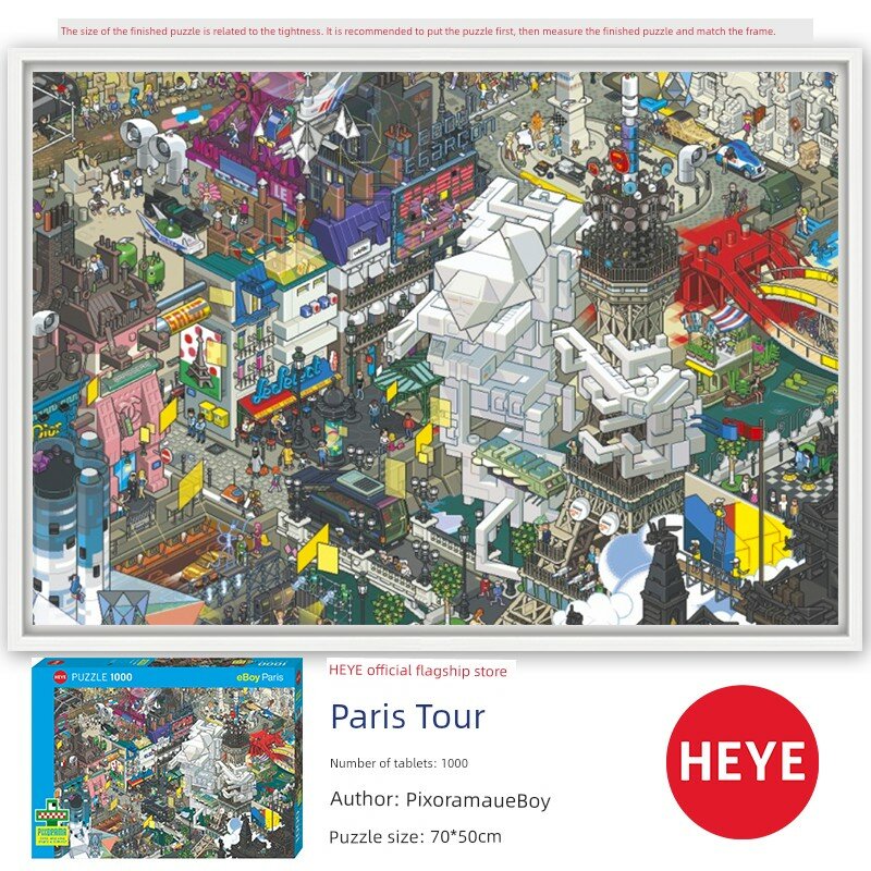 HEYE World Journey Series 1000-Пьесный Головоломка для Взрослых: Пиксельный Город Париж для Расслабления