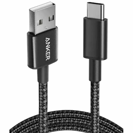 Кабель Anker Nylon USB-A - USB-C, 1.8м, 3А, черный(A8173H11)