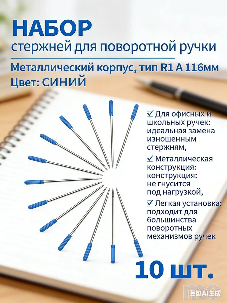 Стержни синие тип R1 A 116мм, CROSS для шариковых ручек с поворотным механизмом, набор 10 шт.