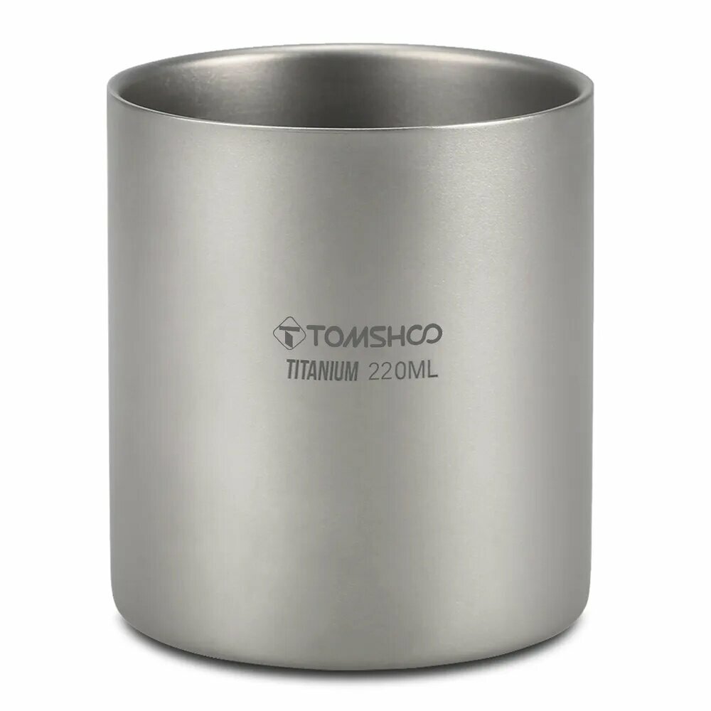 220 мл, без ножки, TOMSHOO Двухслойная титановая чашка