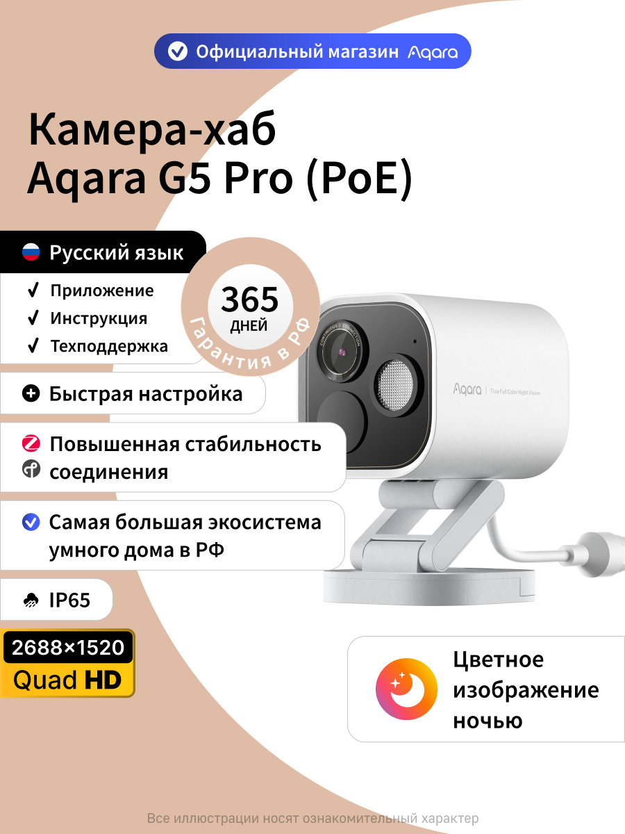 Умная камера и центр умного дома (хаб) Aqara G5 Pro CH-C03D, PoE, белый