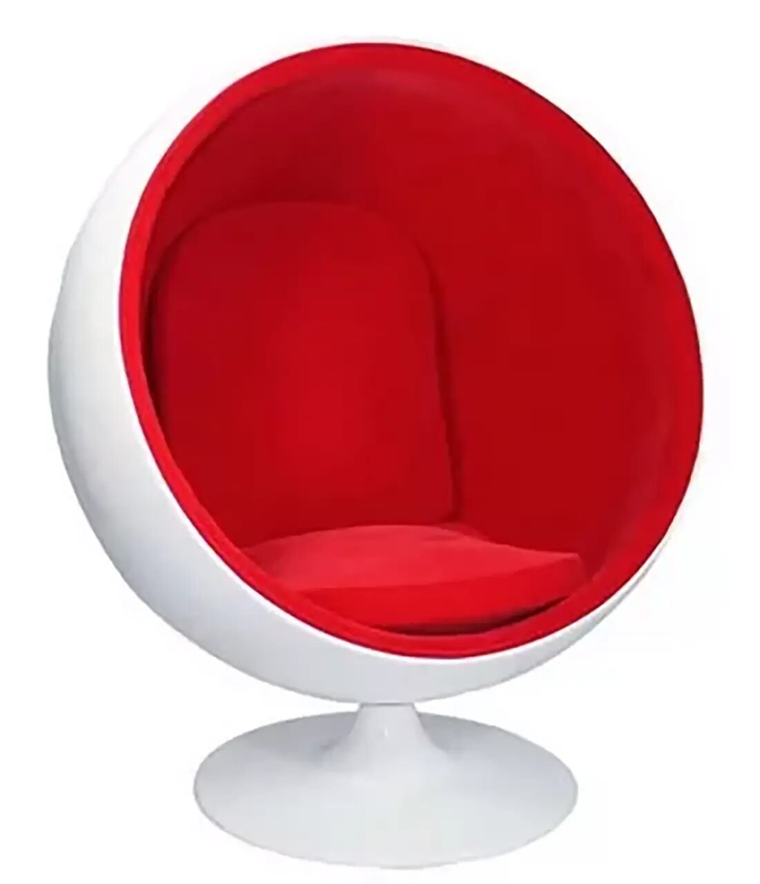 Кресло шар в стиле Eero Aarnio Ball Chair (белая эмаль красный кашемир)