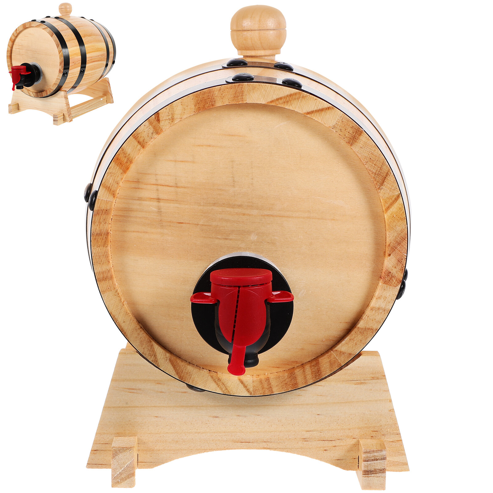 Комплект из 2 деревянных бочек объёмом 1 л для хранения вина и крепких напитков из дерева и нержавеющей стали