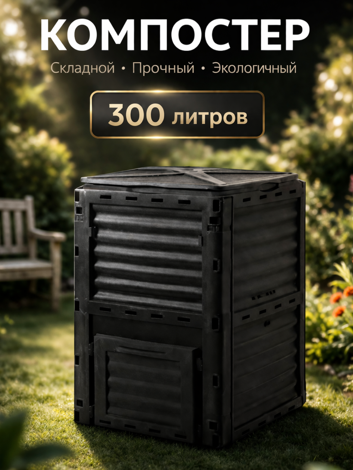Компостер XCAN C300L, складной, 300л, черный, пластик, для улицы