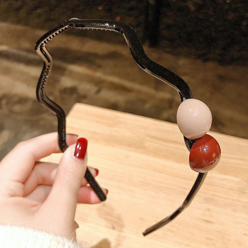 Аксессуар корейский стиль акриловая повязка для девочек с элегантным круговым дизайном черная