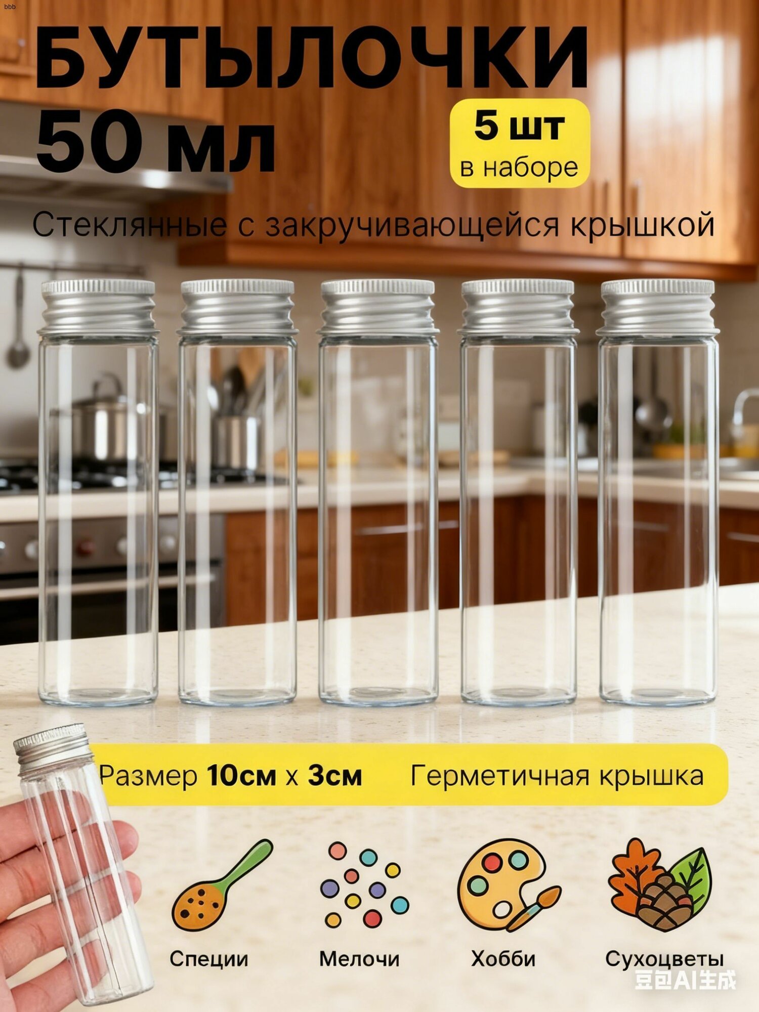 Набор для специй, 50 мл, 5 шт