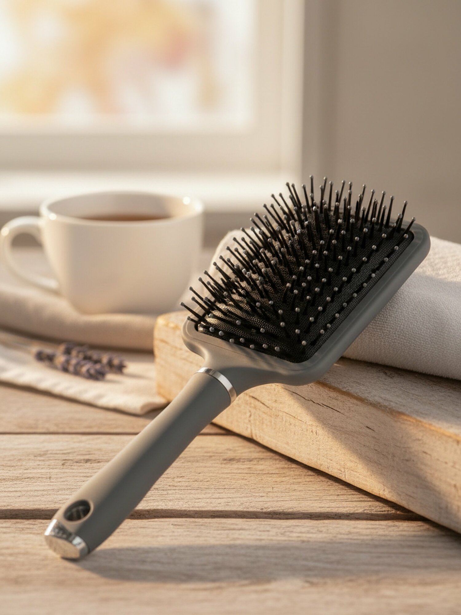 Массажная расческа для волос Studio style, форма квадрат, цвет графит, артикул 844165-4550, аксессуар ежедневного ухода.