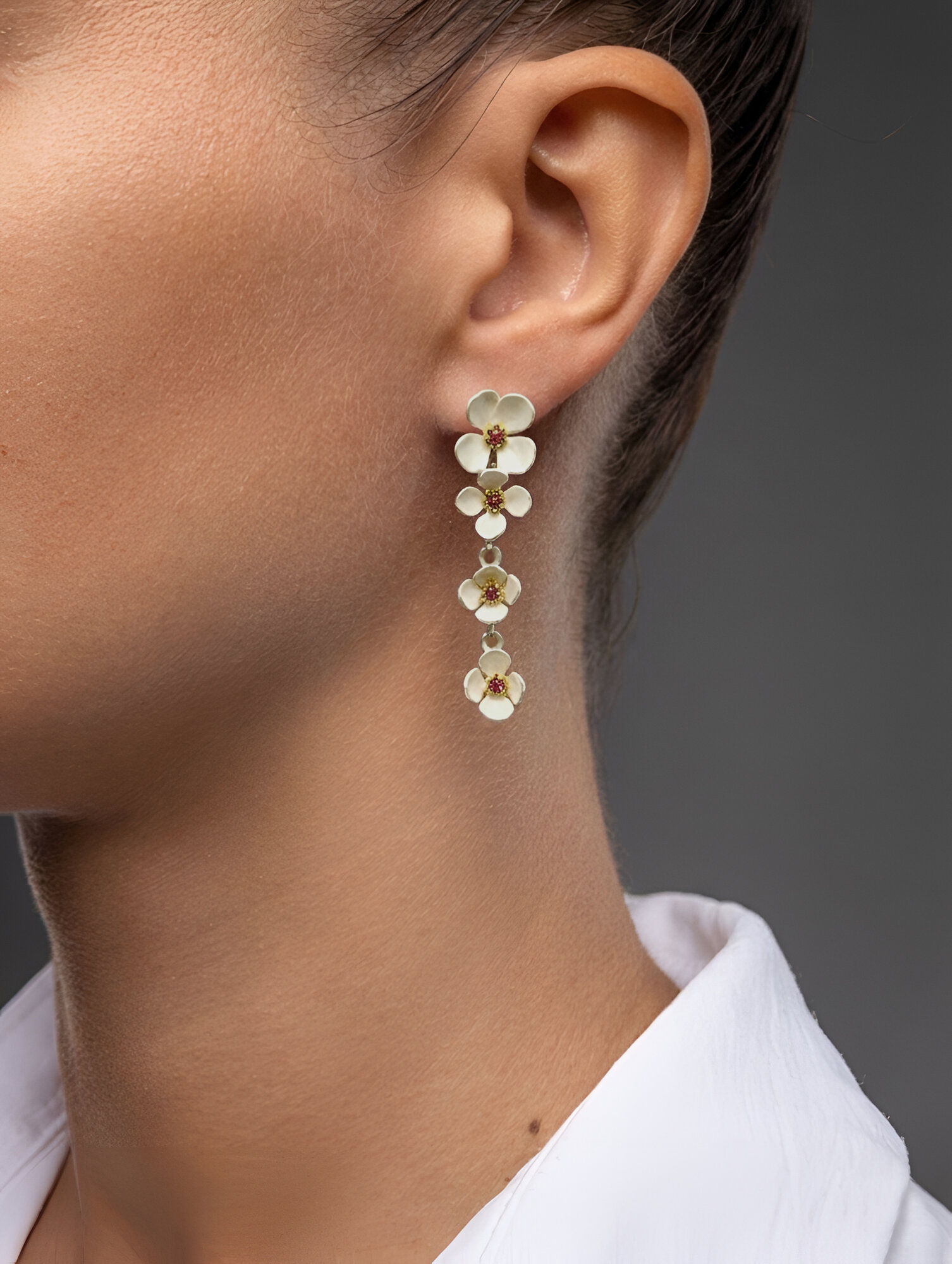 Серьги, серебро, 925 проба, серебрение, золочение, фианит