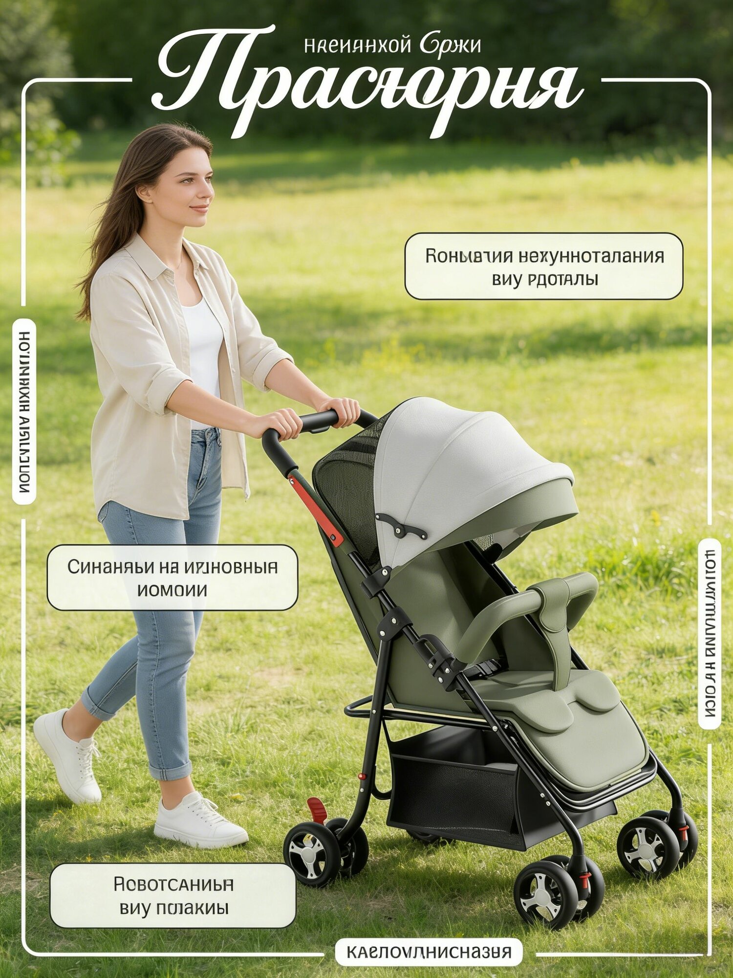 Прогулочная детская коляска складная, легкая с одноручным складыванием для малышей от 0 до 3 лет