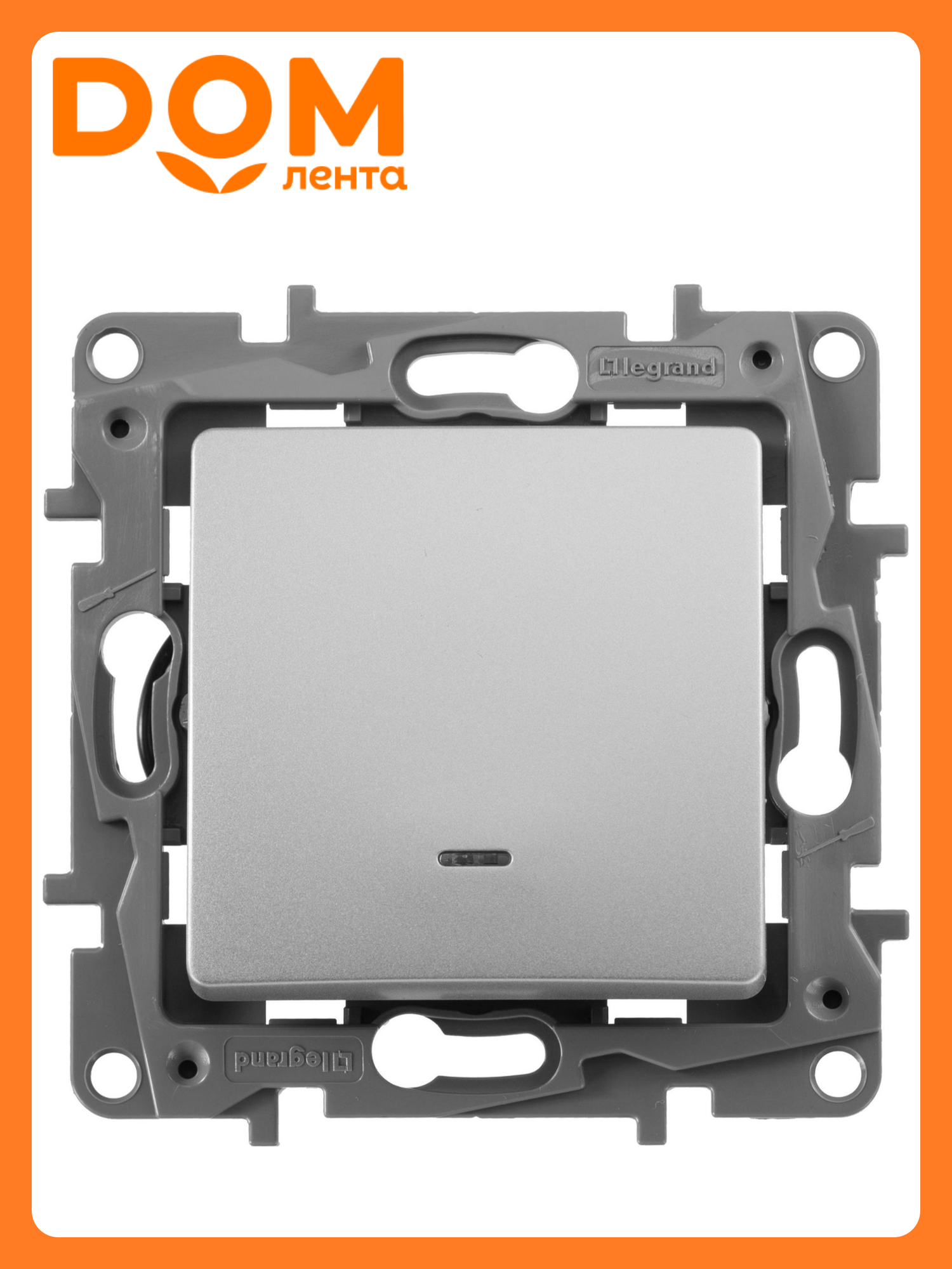 Выключатель Legrand ETIKA 672403, одноклавишный, с индикатором, IP20, серый