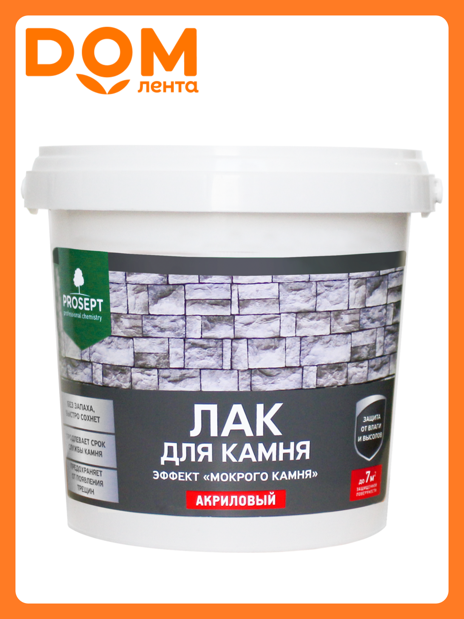 Лак PROSEPT, для камня, акриловый, бесцветный, глянцевый, 0,9 л