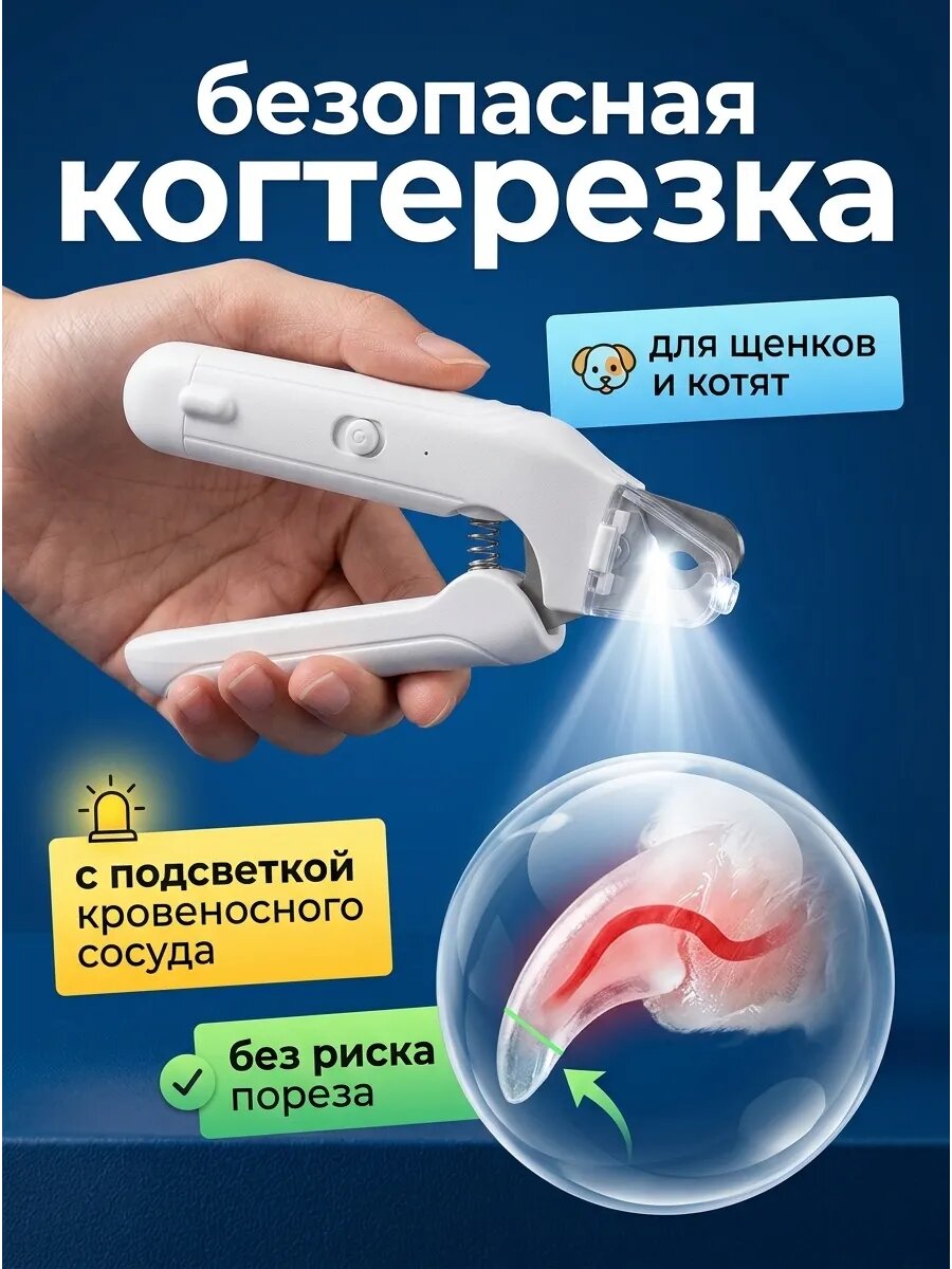 Когтерезка для кошек и собак с ограничителем для начинающих