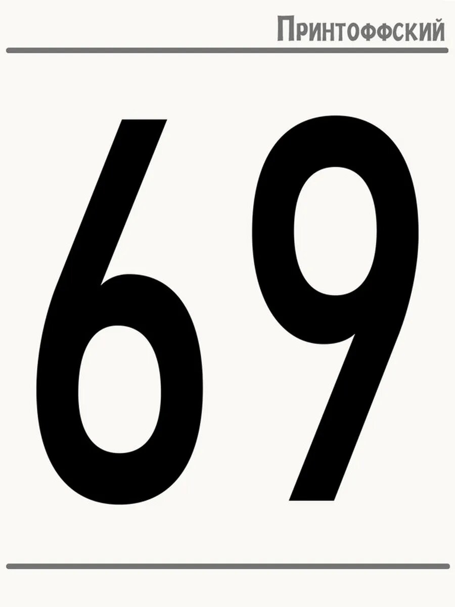 Термонаклейка для одежды и аксессуаров DTF-печать number цифра 69
