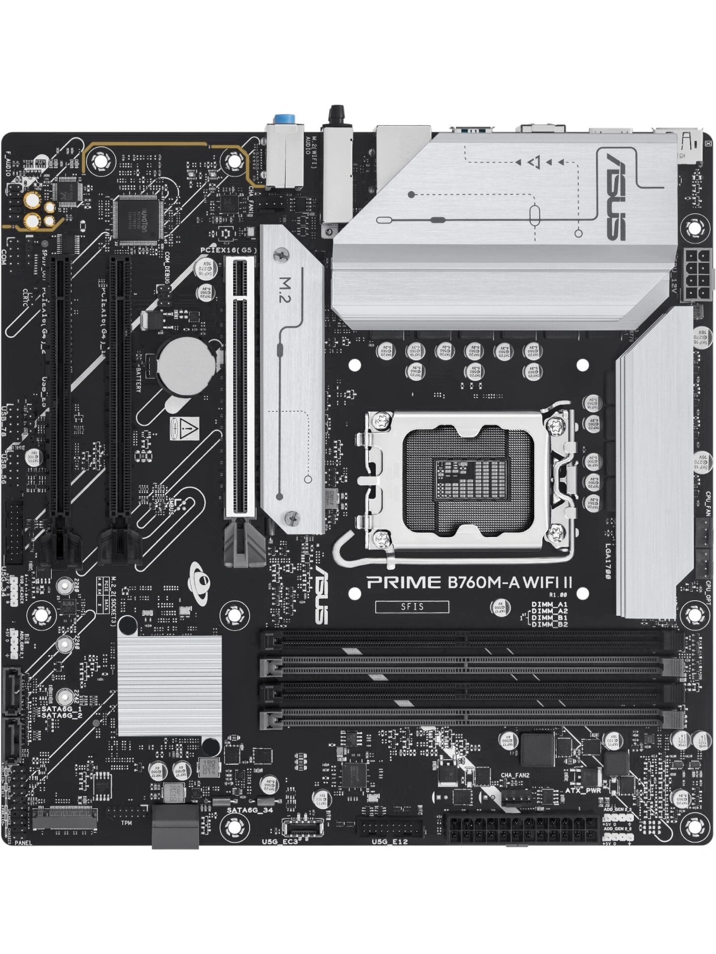 Материнская плата Asus PRIME B760M-A WIFI II Soc-1700 Intel B760 4xDDR5 mATX AC`97 8ch(7.1) 2.5Gg RAID+HDMI+DP