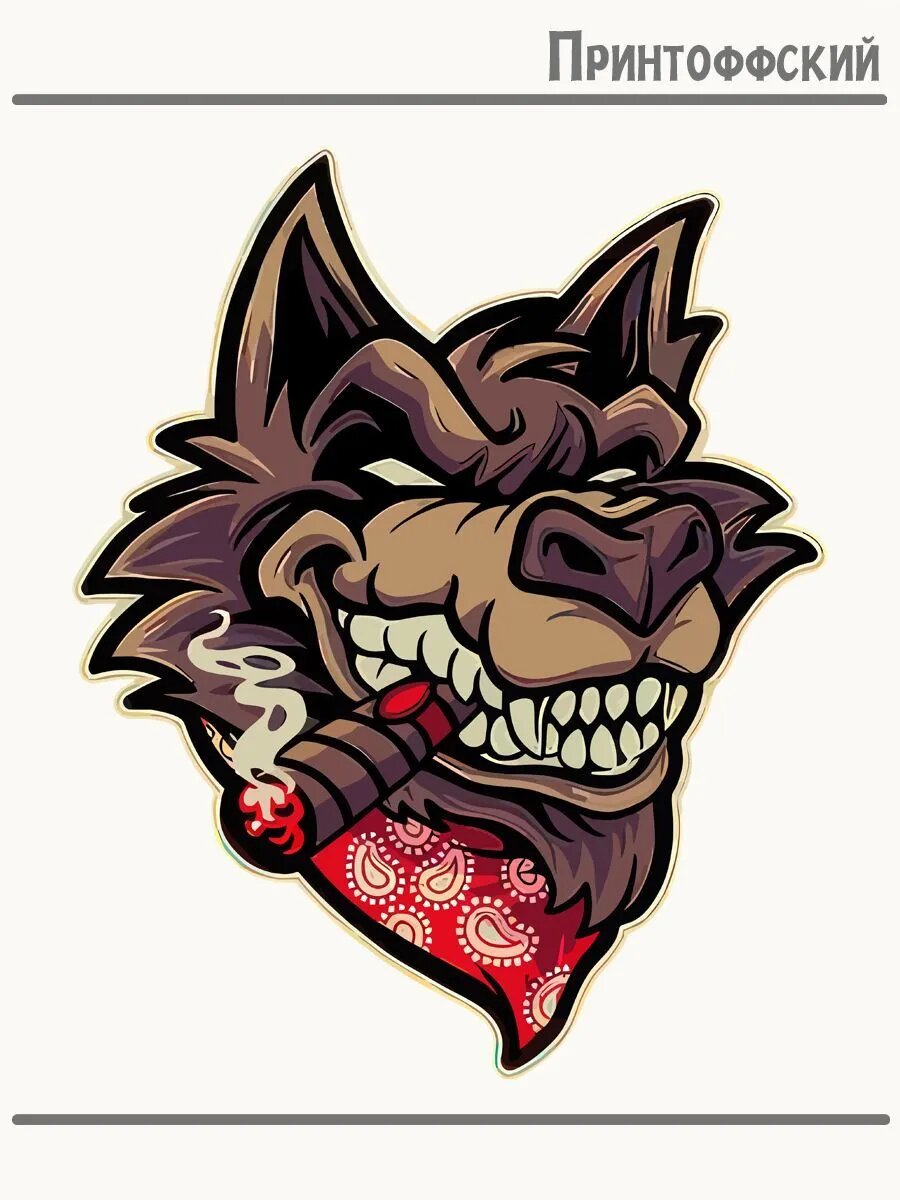Термонаклейка для одежды и аксессуаров DTF-печать модный волк wolf
