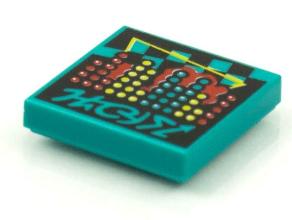 Деталь Lego 3068pb1612 Tile 2 x 2 with BeatBit Album Cover - Red, Yellow and Dark Turquoise Dots Pattern