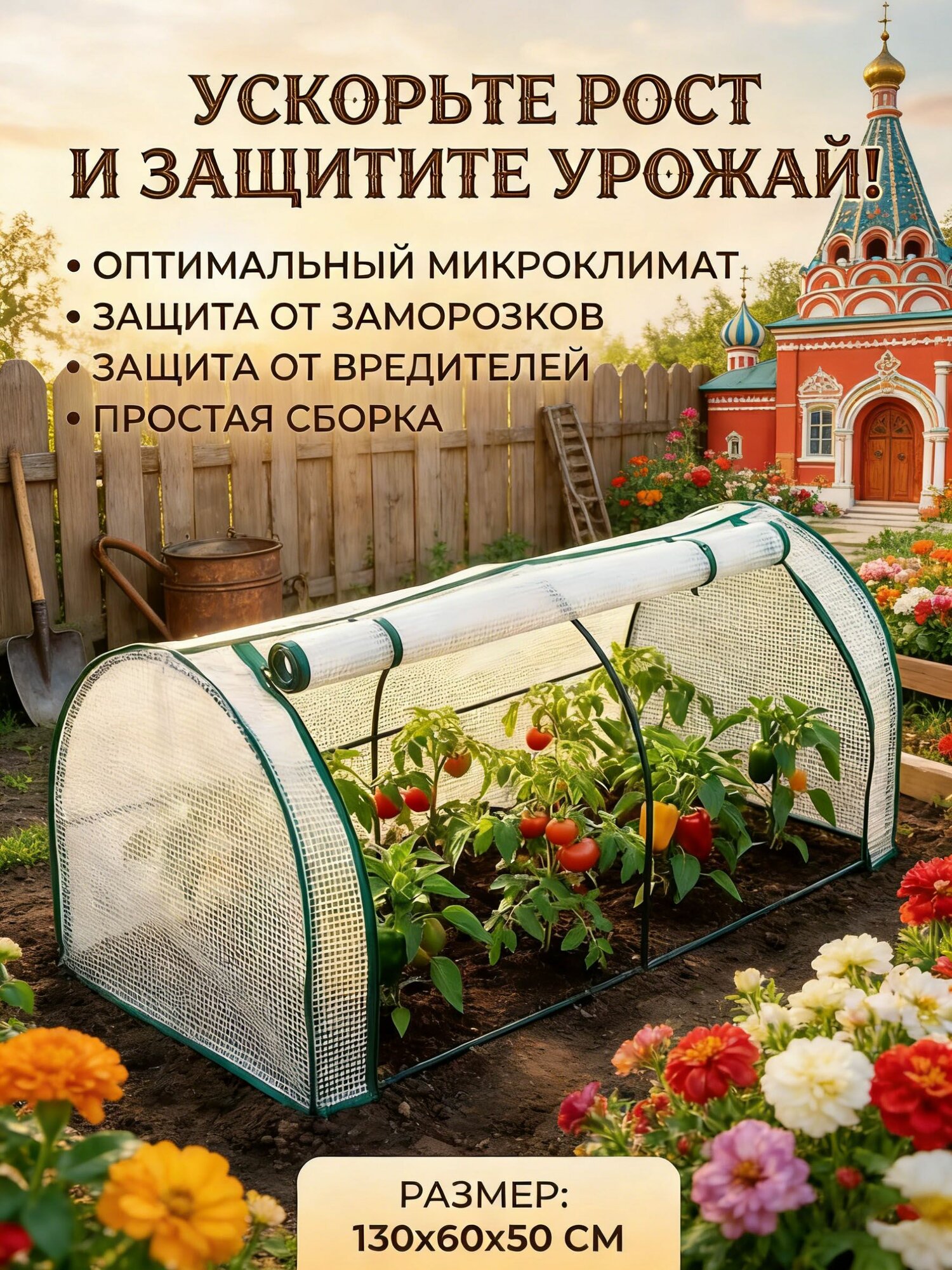 TSJP Парник, теплица арочная drtyryt11 1.3х0.6х0.5м, Софт