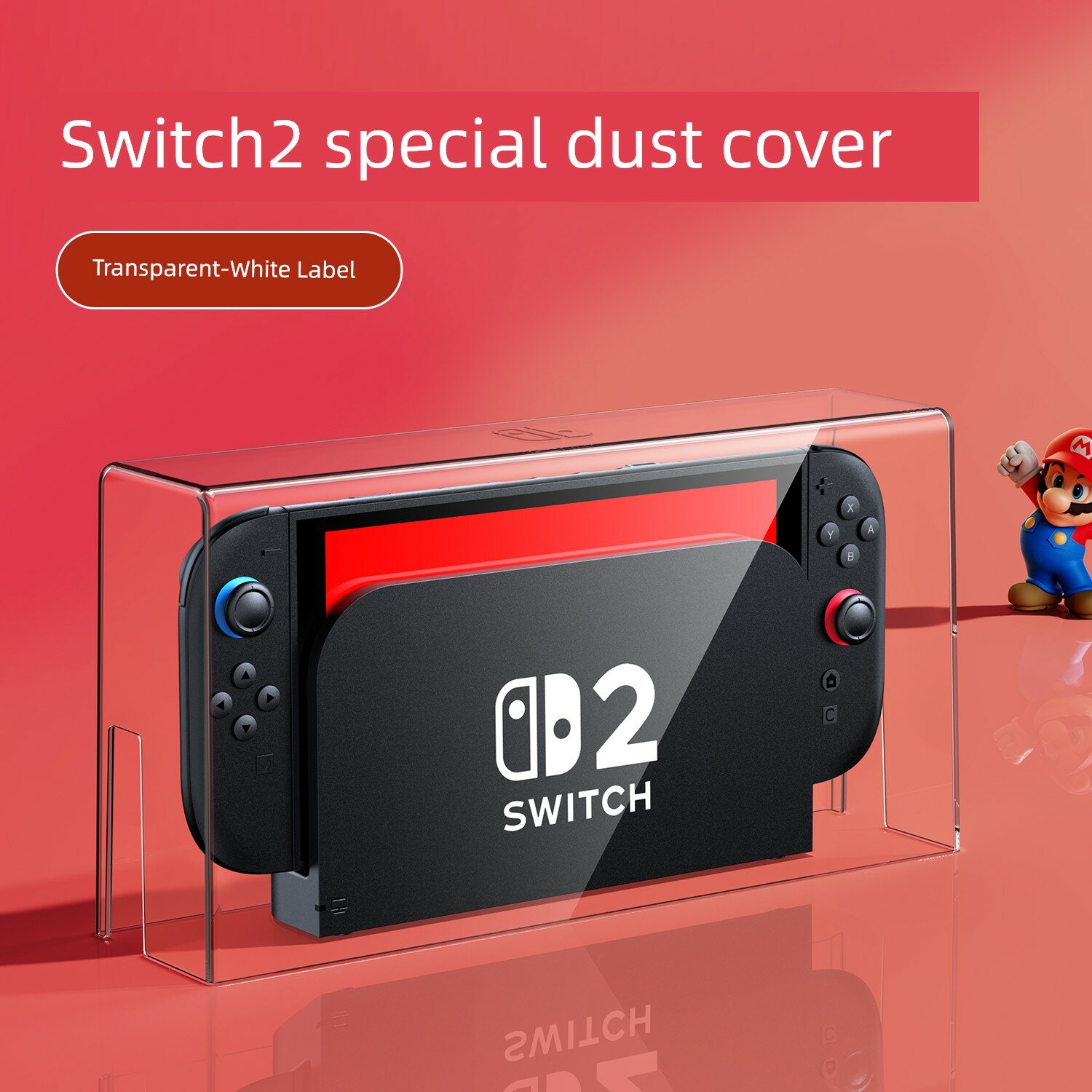 Акриловый пылезащитный чехол для Switch 2 поколения — белая метка, защитный чехол с подставкой для Nintendo Switch 2,