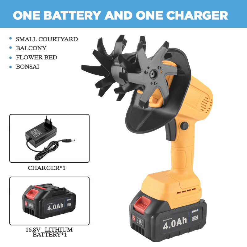 Литиевый аккумуляторный культиватор, небольшой бытовой роторный культиватор, ручной портативный электрический культиватор, микрокультиватор для прополки садовых бонсай.