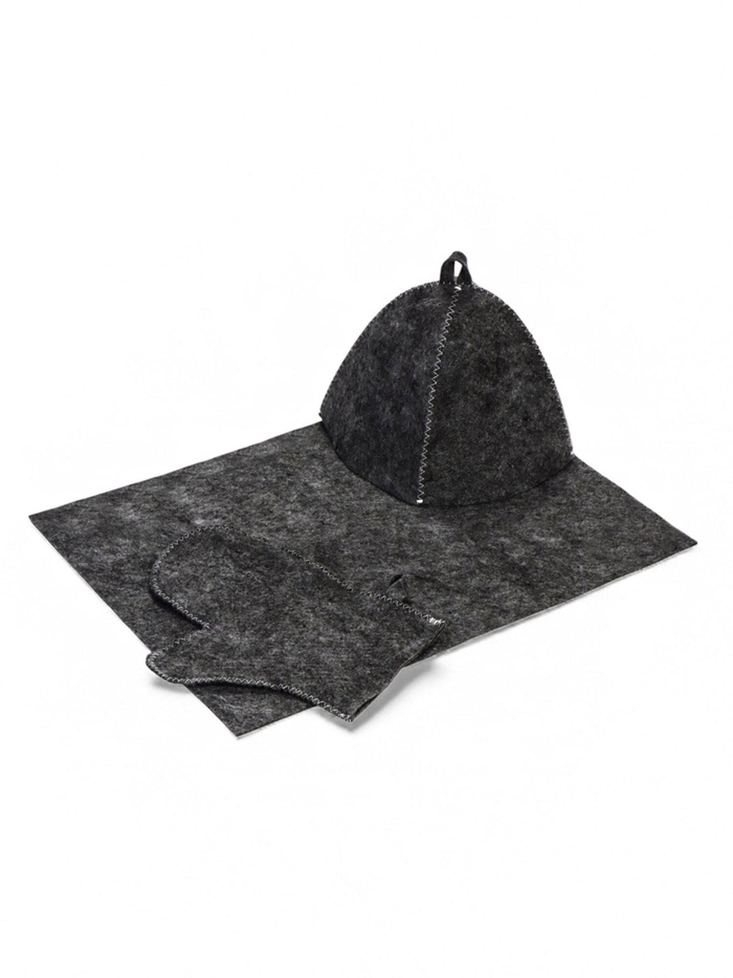 Набор для бани Добропаровъ, 3 предмета: шапка, рукавица, коврик, серый