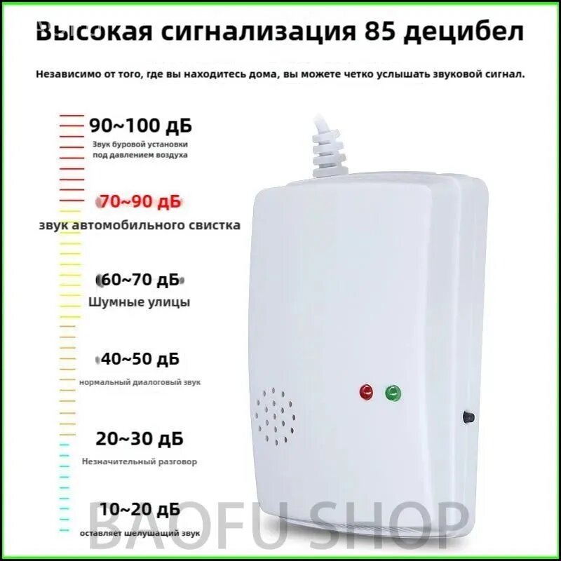 Датчик газа для обнаружения метана, пропана и аммиака. Электронный газовый сигнализатор, белый — фото 1