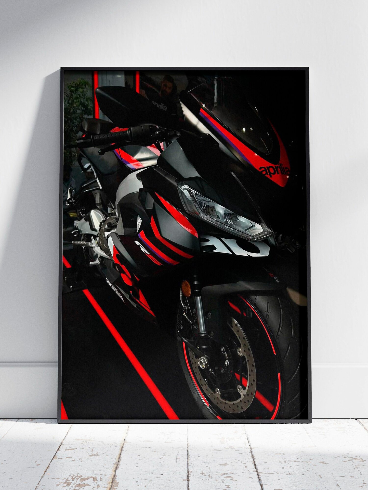 Плакат на стену для интерьера Мотоцикл (Aprilia RSV4 Factory 2) - Постер по мото и байкам формата A4 (21x30 см)