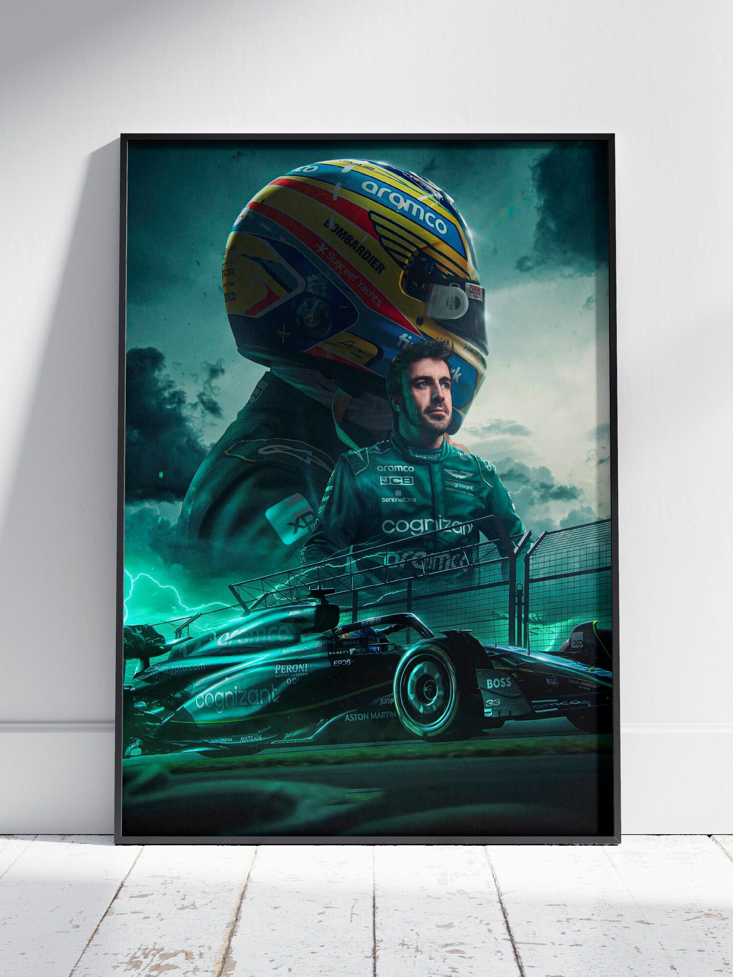 Плакат на стену для интерьера Звёзды Автоспорта - Stars of Motorsport (Фернандо Алонсо - Fernando Alonso 1) - Постер по гонщику формата A4 (21x30 см)