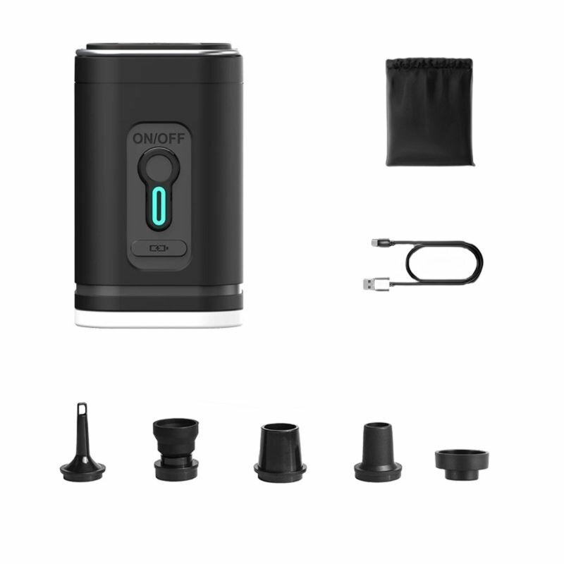 (1 компл.) Электрический насос для дома/авто/отдыха (аккумуляторный) - черный, 1200 мАч, с фонариком