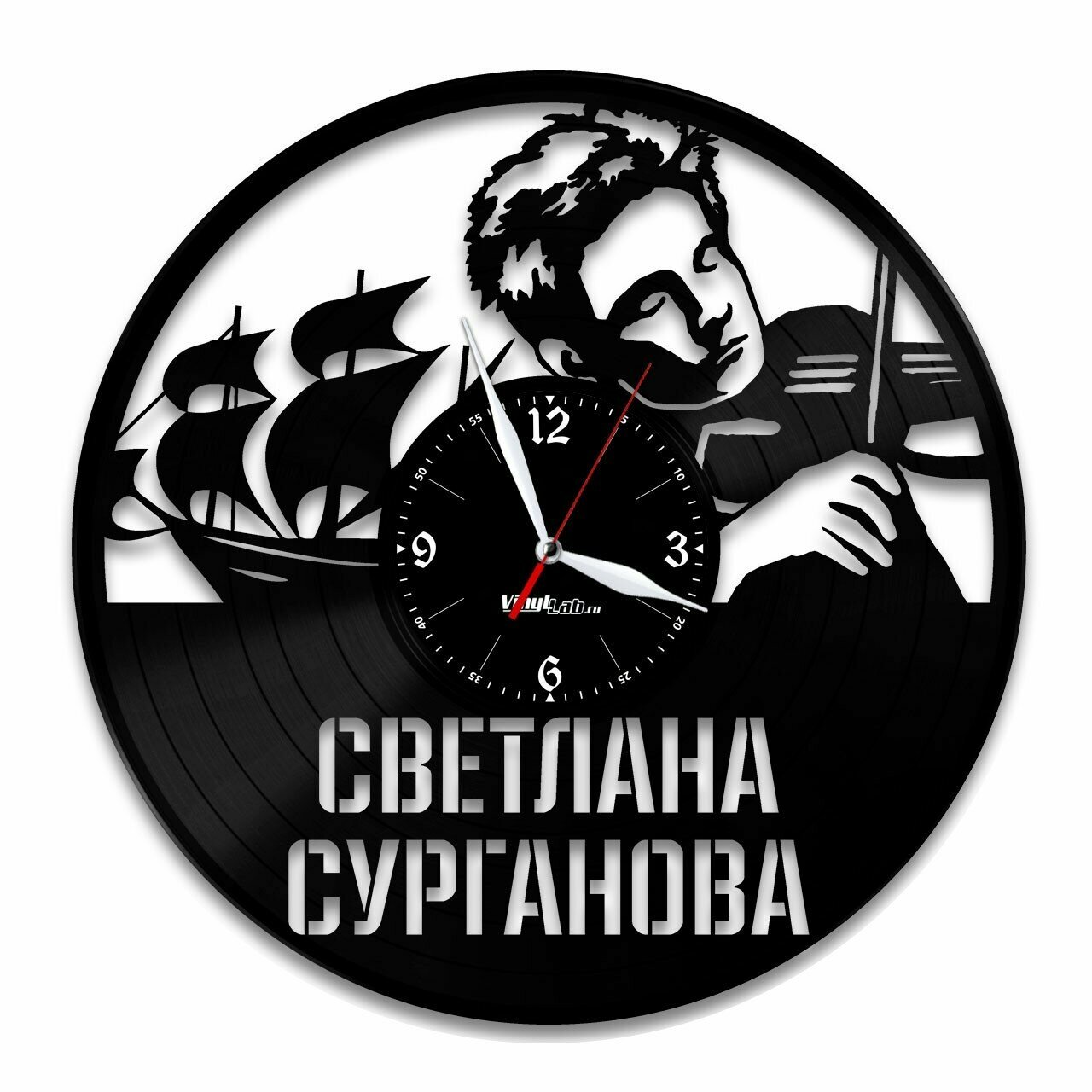 Часы из виниловой пластинки (c) VinylLab Сурганова, диаметр 30 см
