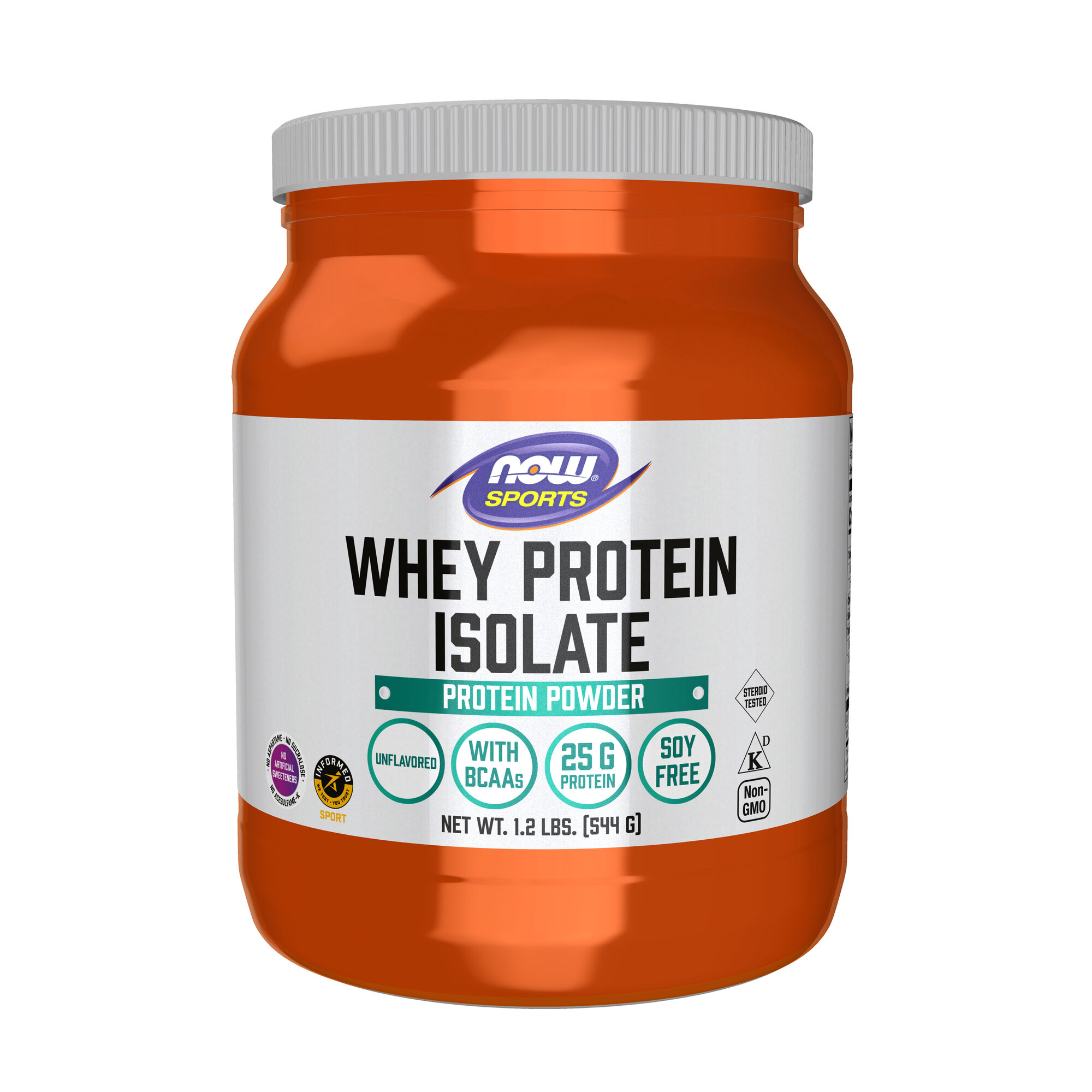 Протеин NOW Whey Isolate, порошок, без вкуса, сывороточный, 544г