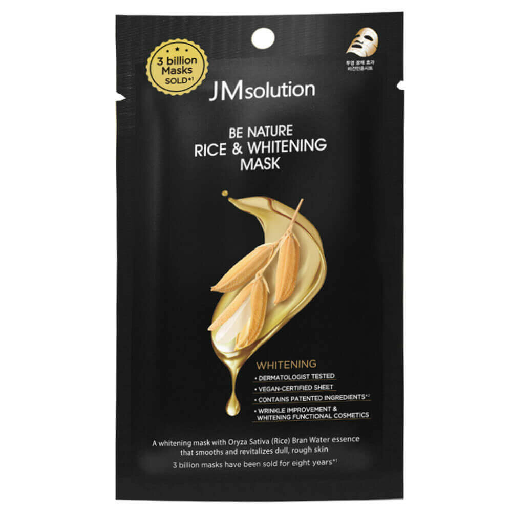 JM SOLUTION BE NATURE RICE & WHITENING MASK Тканевая маска с экстрактом риса с отбеливающим эффектом 24мл