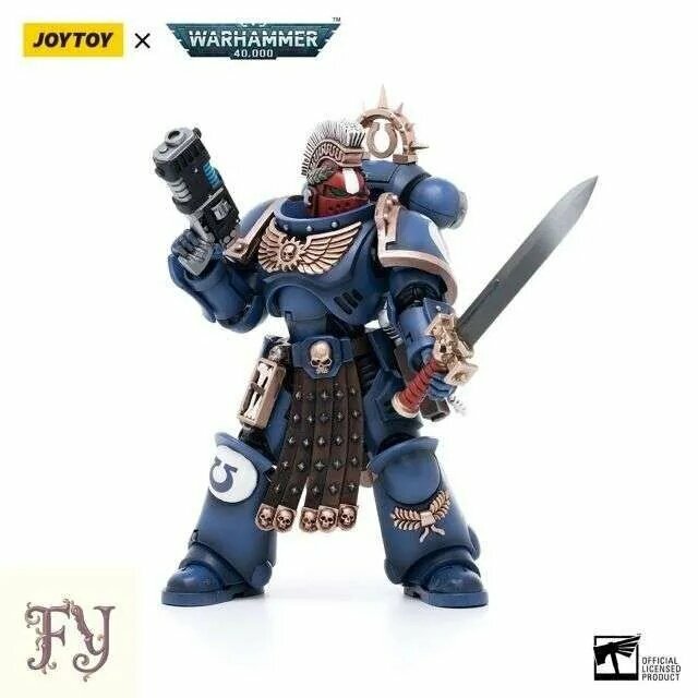 Подвижная фигурка JOYTOY Warhammer 40K 1/18 Action Figures Ultramarines Veteran Sergeant Lcastus