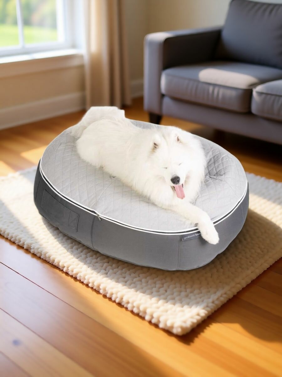 Лежак для собак крупных пород Pet Lounge Large - Dark Grey Quilt, большой размер L - 120х100 см - для немецкой овчарки, лабрадора, добермана, мастифа, стаффа
