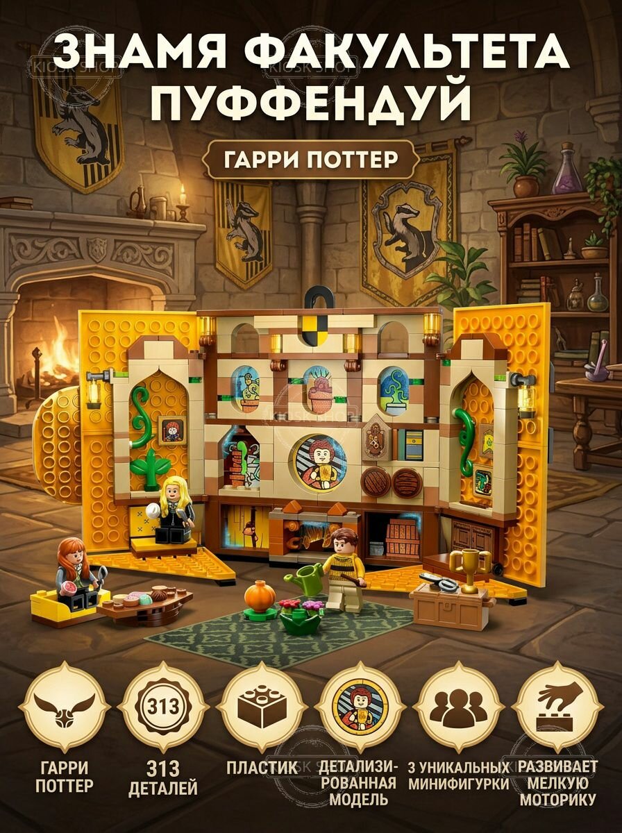 Конструктор Гарри Поттер Знамя факультета Пуффендуй, 313 деталей