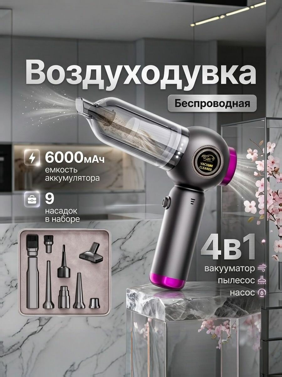 Воздуходувка аккумуляторная для компьютера, для авто, турбовентилятор