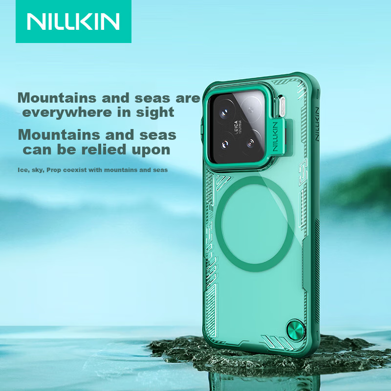 NILLKIN Магнитный чехол для Xiaomi 15 Pro с полной защитой камеры, прозрачной линзой и подставкой, ударопрочный и