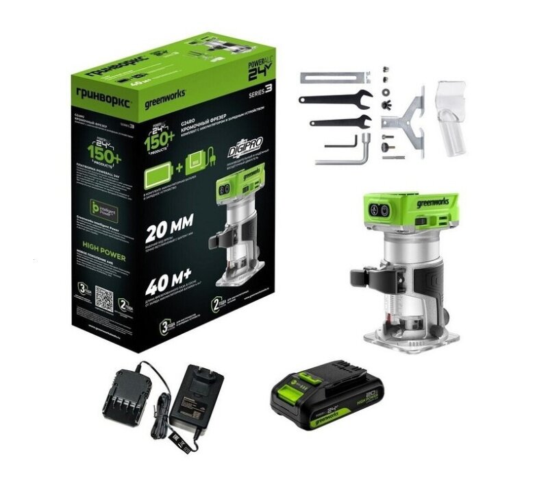 Фрезер аккумуляторный GREENWORKS G24ROK2