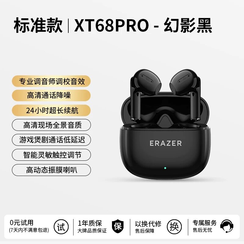 Экономичные беспроводные наушники Bluetooth с стереозвуком, черный цвет модель XT68PRO для ношения весь день