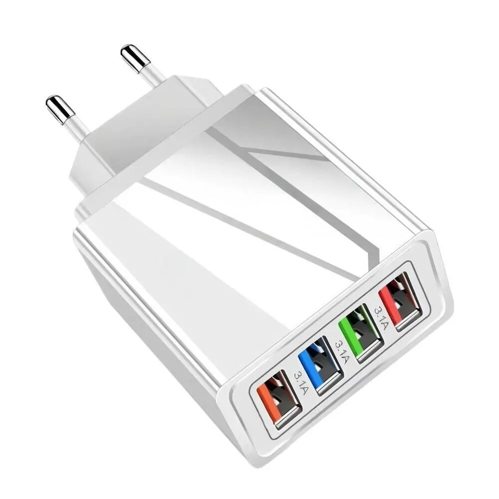 Зарядное устройство 4 USB порта 5V2A, сетевой адаптер для путешествий, европейская вилка