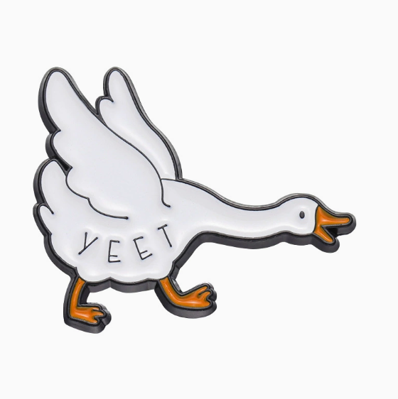 Значок металлический с безопасной застежкой гусь с надписью yeet