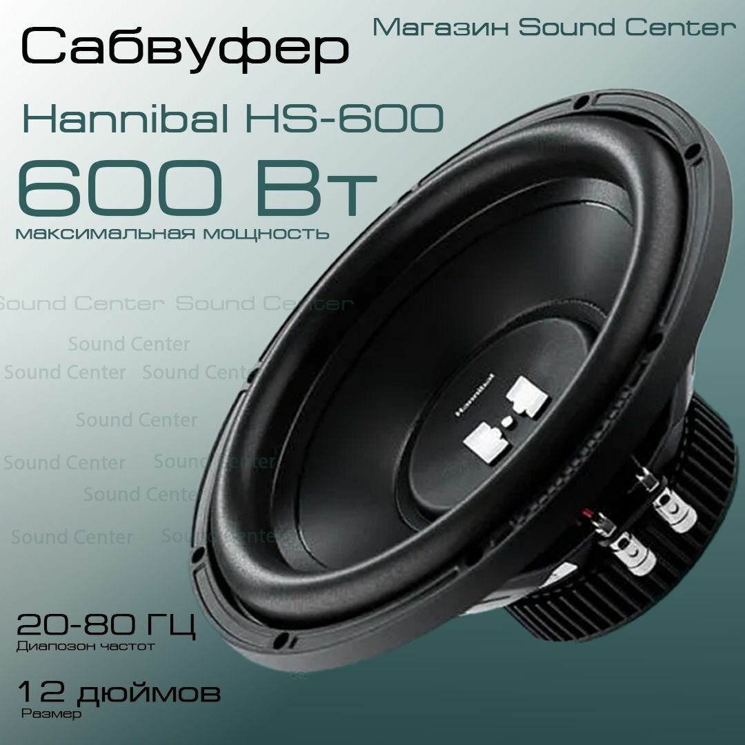 Сабвуфер автомобильный Alphard/Deaf Bonce Hannibal HS-600 динамик 12 дюймов