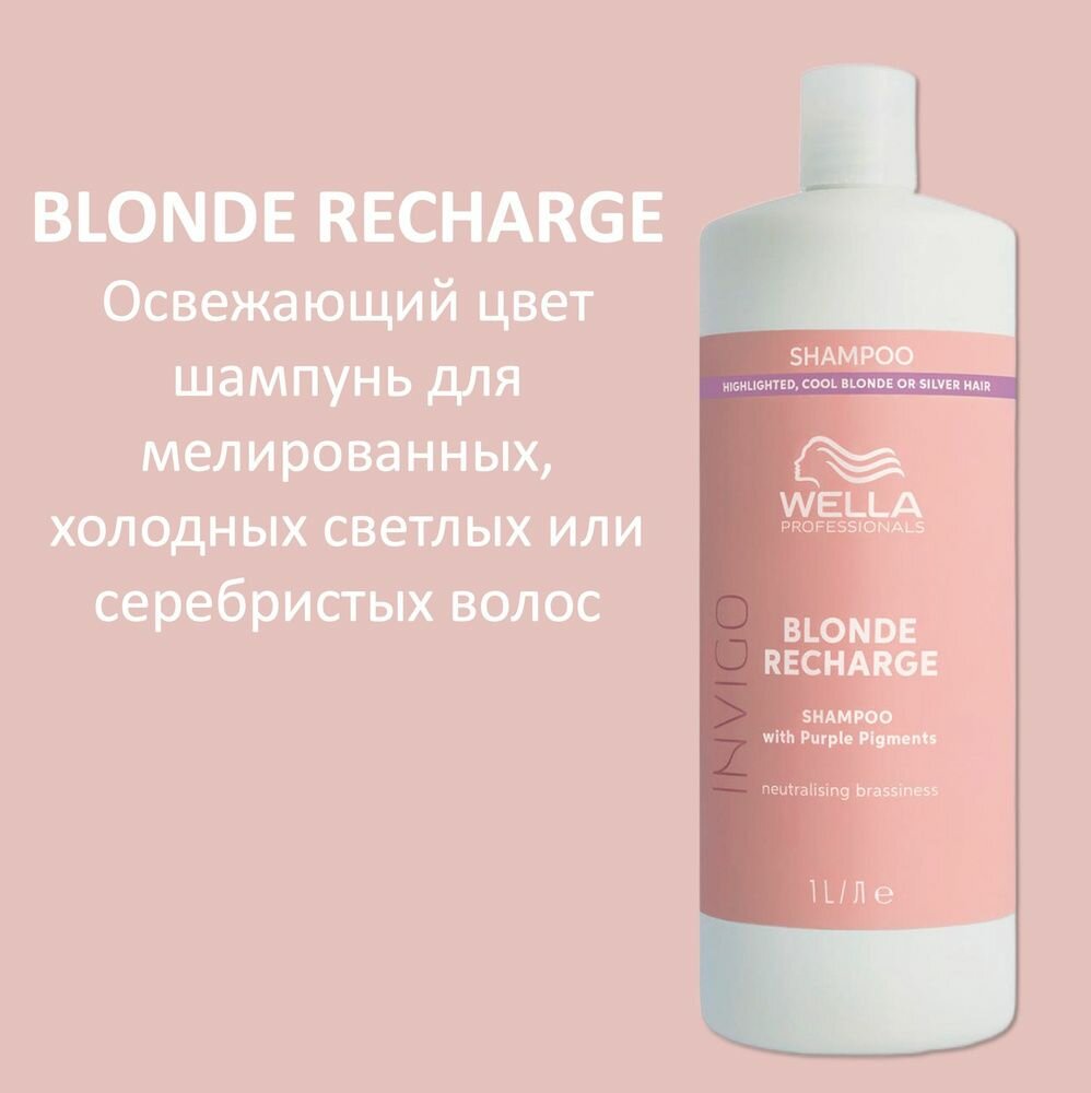 Wella Professionals Шампунь-нейтрализатор для холодных светлых оттенков Invigo Blonde Recharge, 1000 мл