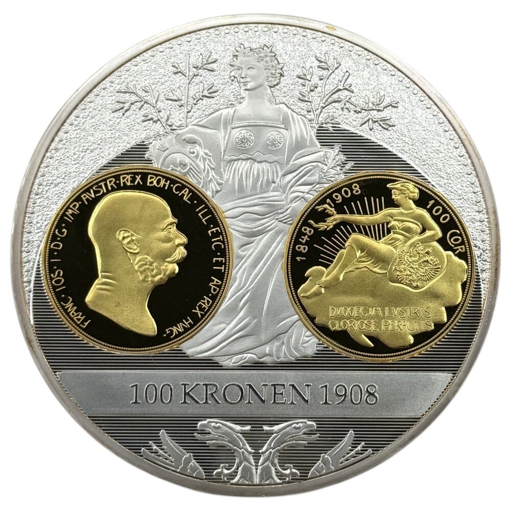 Австрия, медаль "История валюты Австрийской империи. 100 крон 1908" 2012 г.