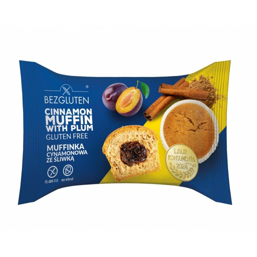 Безглютеновый маффин Bezgluten с корицей и сливами, 10шт x 60 г