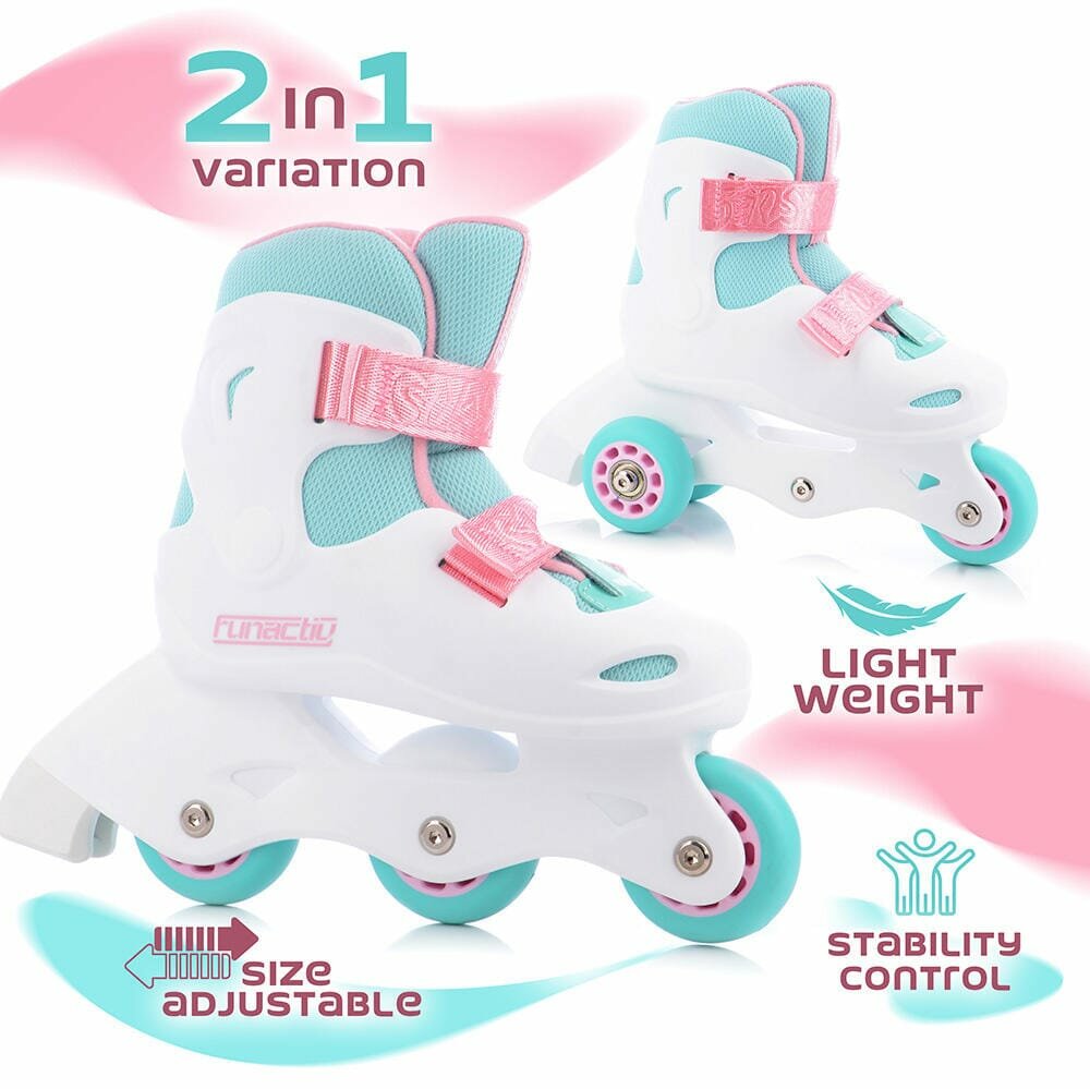 DECATHLON ролики decathlon funactiv zoomy boy, белый/розовый/голубой, размер 31/32