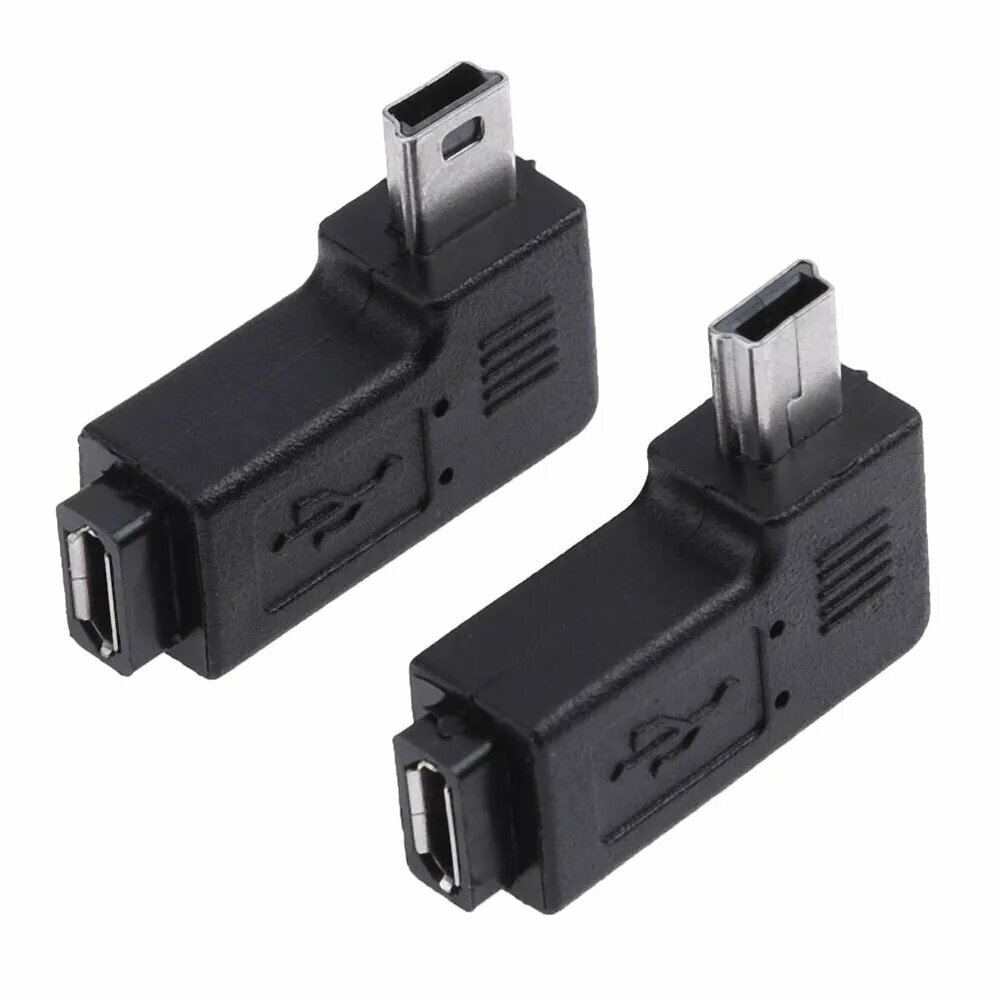 Переходник Micro USB-гнездо на Mini USB-штырь с левым и правым изгибом