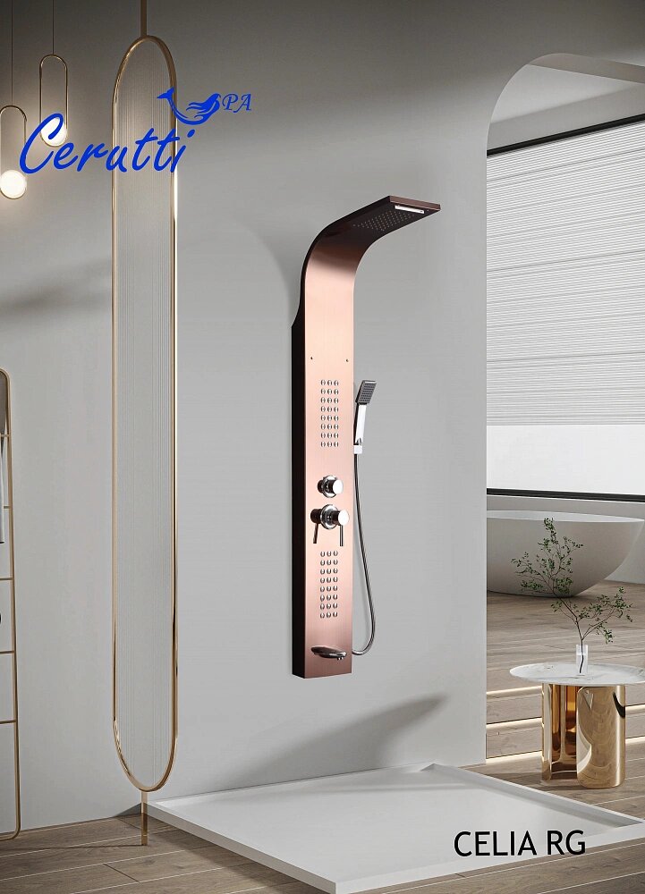 Душевая панель Ceruttispa сэлия (CELIA) RG CT10406 из нержавеющей стали, цвет розовое золото