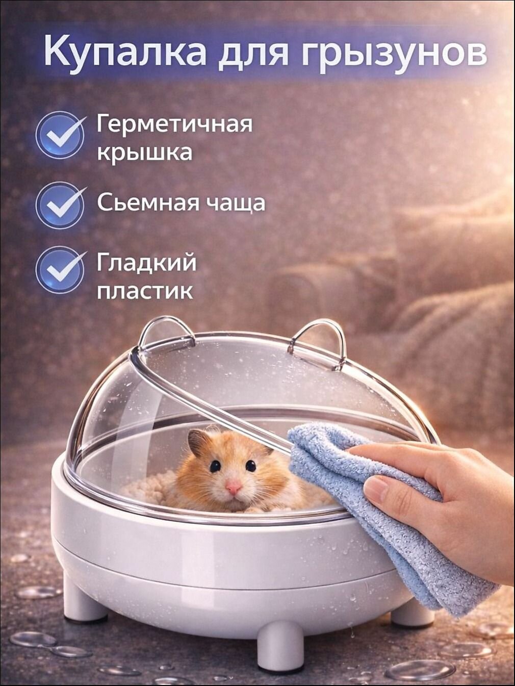 Купалка для хомяков и грызунов песочная ванна для хомяка пластиковая, белое